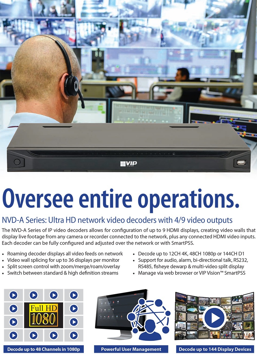 VIP Vision Ultra HD Network Video Decoder (9 x HDMI Out) - NVD-A9